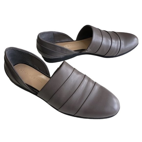 H by Halston | Shoes | H By Halston Elisa 75 Gray Leather Flat Slip On ...